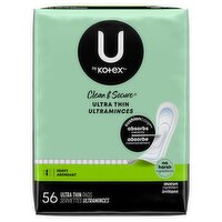 U by Kotex Clean & Secure Heavy Ultra Thin Pads, 56 count - ShopRite