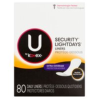 U by Kotex Clean & Secure Extra Coverage Liners, 80 count - ShopRite