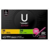 U by Kotex Click Regular and Super Compact Unscented Tampons, 45 count ...