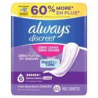 Always Discreet Extra Heavy Long Pads, 45 count - ShopRite