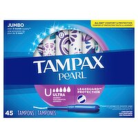 Tampax Pearl Ultra Absorbency Unscented Tampons, Jumbo, 45 count - ShopRite