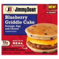 Jimmy Dean Sausage, Egg and Cheese Blueberry Griddle Cake Sandwiches, 4 ...