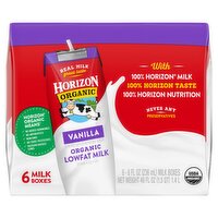 Horizon Organic Vanilla Lowfat Milk, 8 fl oz, 6 count - Fairway