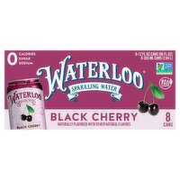 Waterloo Black Cherry Sparkling Water, 12 fl oz, 8 count - Gourmet