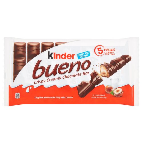 Kinder Bueno Crispy Creamy Chocolate Bar, 1.5 oz, 5 count - Fairway