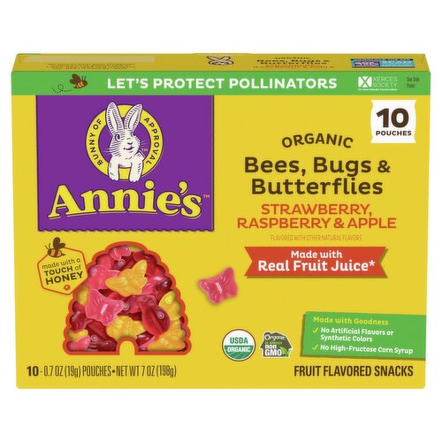 Annie's Organic Bees, Bugs & Butterflies Fruit Flavored Snacks, 0.7 oz ...
