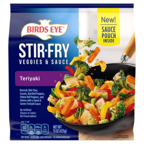 Birds Eye Stir Fry Veggies and Sauce, Teriyaki, Frozen Vegetables, 15 ...