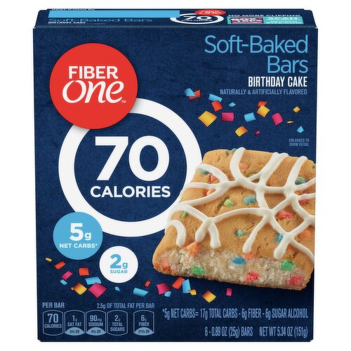 Fiber One Birthday Cake Soft-Baked Bars, 0.89 oz, 6 count - ShopRite