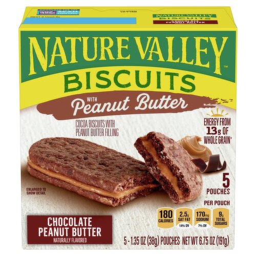 Nature Valley Chocolate Peanut Butter Biscuits, 1.35 oz, 5 count - ShopRite