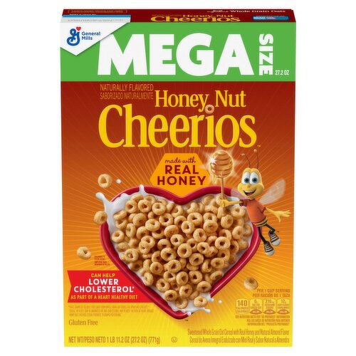 General Mills Cheerios Honey Nut Sweetened Whole Grain Oat Cereal Mega ...