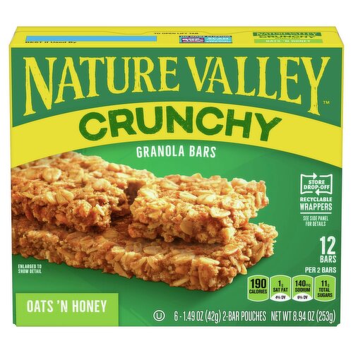 Nature Valley Crunchy Oats 'n Honey Granola Bars, 1.49 oz, 6 count ...