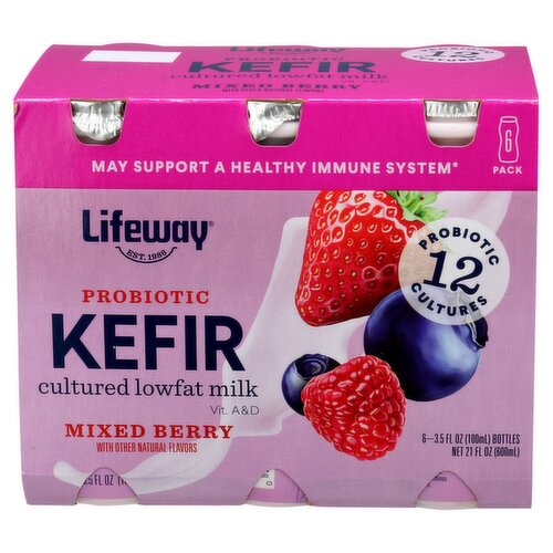 Lifeway Probiotic Mixed Berry Kefir, 3.5 fl oz, 6 count - ShopRite