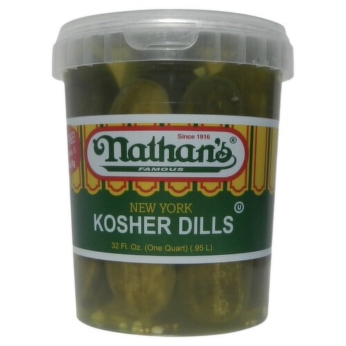 Nathan's Famous New York Kosher Dills Pickles, 32 fl oz - Fairway