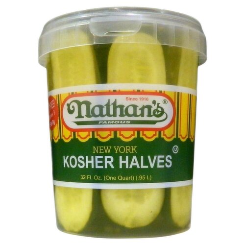 Nathan's Famous New York Kosher Halves Pickles, 32 fl oz - ShopRite