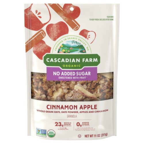 Cascadian Farm No Added Sugar Organic Cinnamon Apple Granola, 11 oz ...