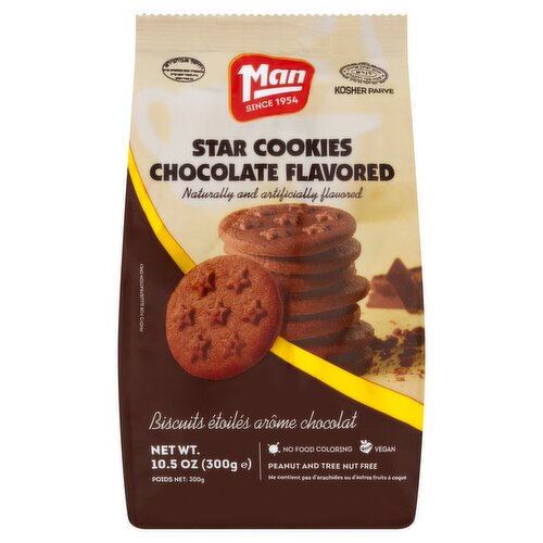 Man Chocolate Flavored Star Cookies, 10.5 oz - ShopRite