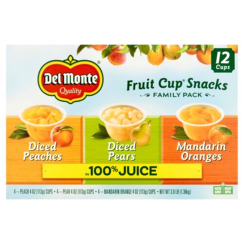 Del Monte Fruit Cup Snacks Family Pack, 4 oz, 12 count - ShopRite
