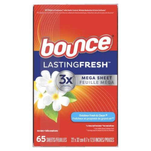 Bounce Lasting Fresh Outdoor Fresh & Clean Mega Dryer Sheets Multi Pack ...