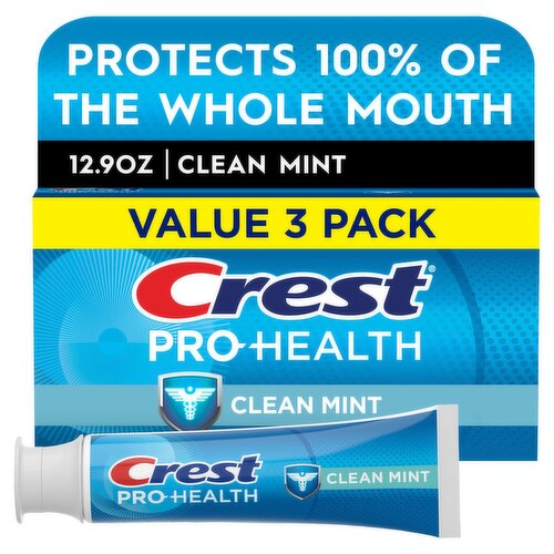 Crest Pro-Health Clean Mint Fluoride Toothpaste Value Pack, 4.3 oz, 3 ...
