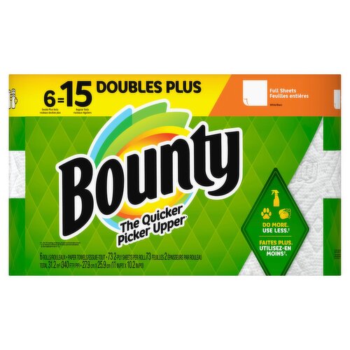 Bounty Double Plus Full Sheets Paper Towels, 6 count - The Fresh Grocer