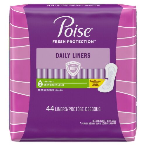Poise Fresh Protection Very Light Long Daily Liners, 44 count - The ...