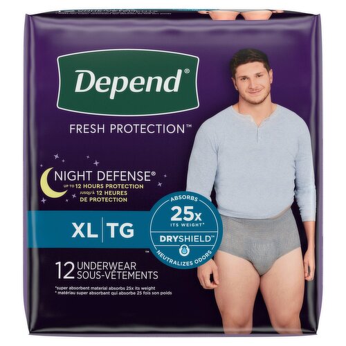 Depend Night Defense Fresh Protection Underwear, XL, 12 count - ShopRite
