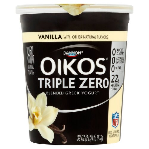 Oikos Triple Zero Vanilla Blended Greek Nonfat Yogurt, 32 oz - Fairway