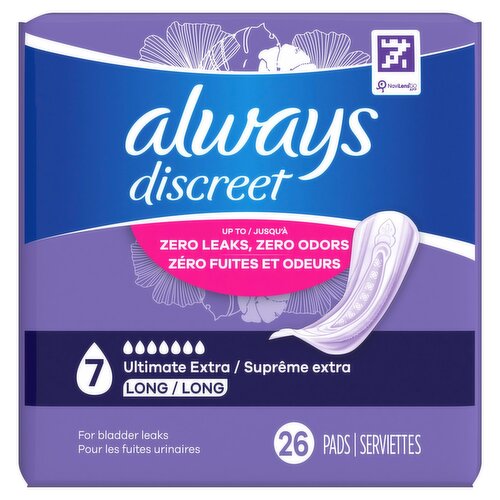 Always Discreet Ultimate Extra Long Pads, 26 count - ShopRite