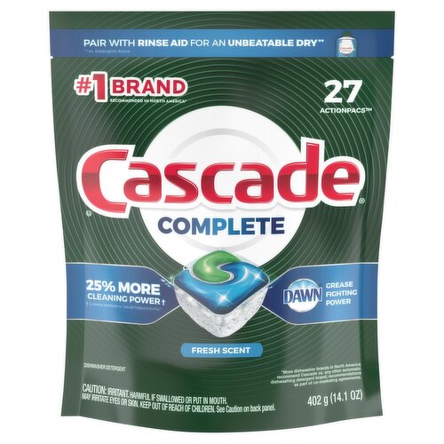 Cascade Complete Fresh Scent Dishwasher Detergent Actionpacs, 27 count ...