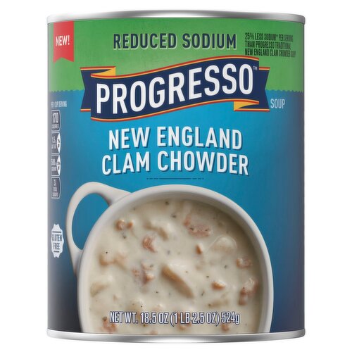 Progresso Reduced Sodium New England Clam Chowder Soup, 18.5 oz - ShopRite