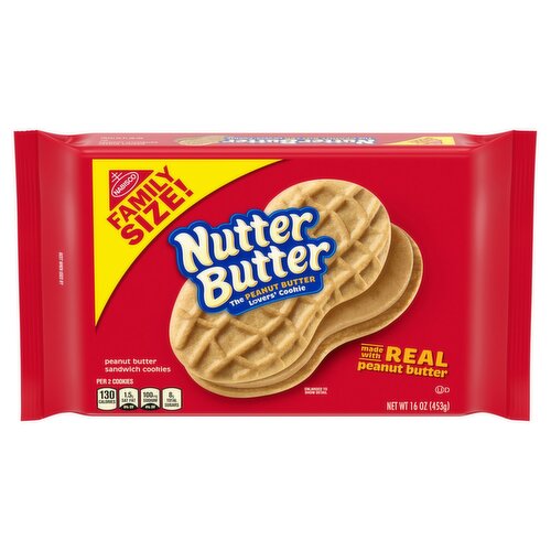 Nabisco Nutter Butter Peanut Butter Sandwich Cookies Family Size, 16 oz ...