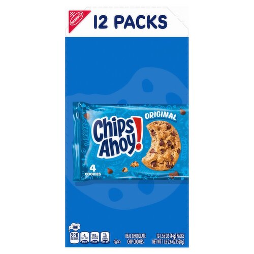 Nabisco Chips Ahoy! Original Real Chocolate Chip Cookies, 1.55 oz, 12 ...