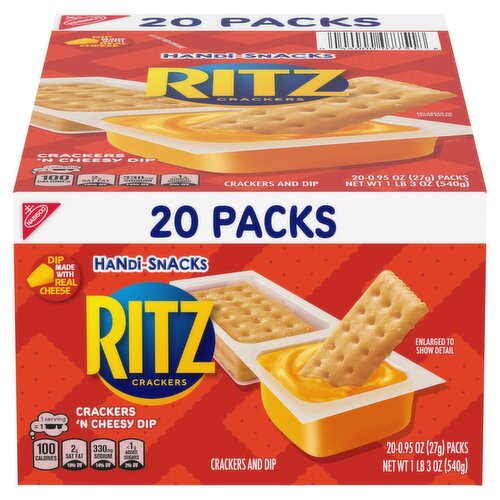 Nabisco Handi-Snacks Ritz Crackers 'N Cheesy Dip, 0.95 oz, 20 count ...