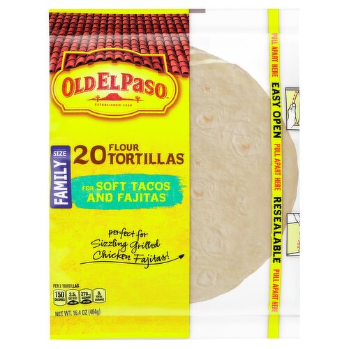 Old El Paso Flour Tortillas for Soft Tacos and Fajitas Family Size, 20 ...