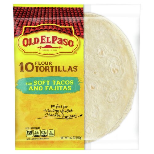 Old El Paso Flour Tortillas for Soft Tacos and Fajitas, 10 count, 8.2 ...