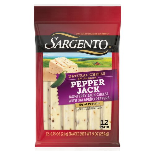 Sargento Pepper Jack Natural Cheese Snack, 12 count, 0.75 oz - ShopRite