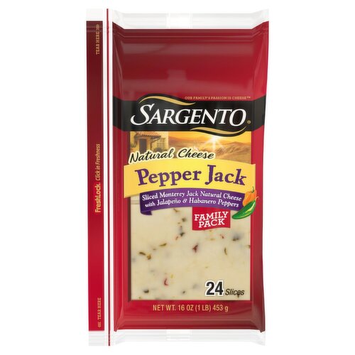 Sargento Pepper Jack Natural Cheese Family Pack, 24 count, 16 oz - ShopRite