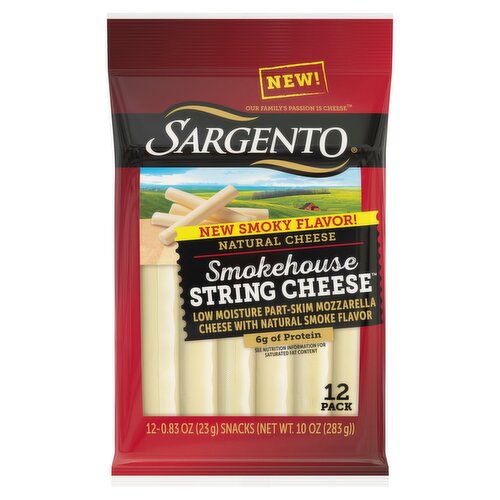 Sargento Smokehouse String Natural Cheese Snacks, 0.83 oz, 12 count ...