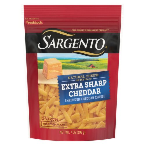 Sargento Traditional Cut Shredded Extra Sharp Cheddar Natural Cheese, 7 ...