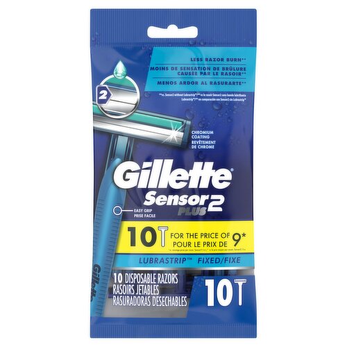 Gillette Sensor2 Plus Fixed Disposable Razors, 10 count - The Fresh Grocer