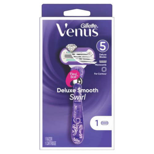 Gillette Venus Deluxe Smooth Swirl Women's Razor Handle + 1 Blade ...