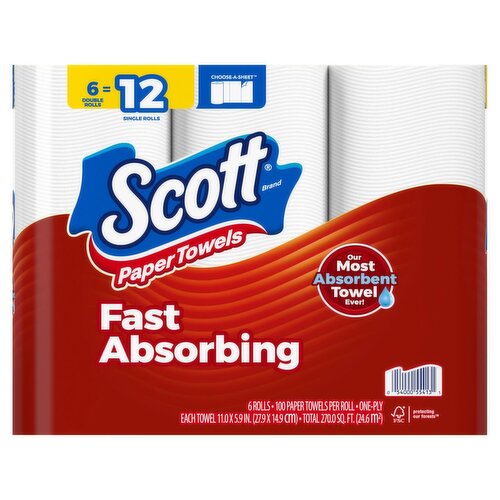Scott Fast Absorbing Paper Towels, 6 count - Price Rite
