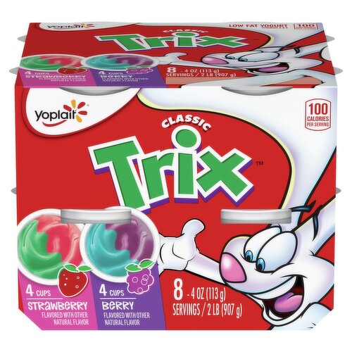 Yoplait Trix Classic Strawberry and Berry Low Fat Yogurt, 4 oz, 8 count ...