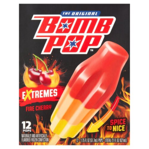 Bomb Pop The Original Extremes Fire Cherry Pops, 1.75 fl oz, 12 count ...