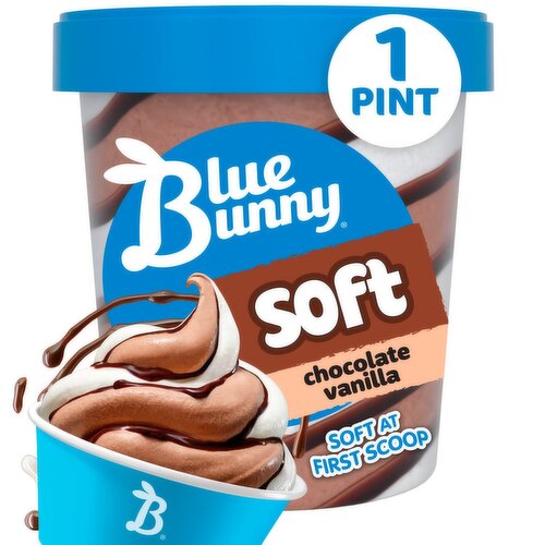 Blue Bunny Chocolate Vanilla Soft Frozen Dairy Dessert, 1 pint - Price Rite