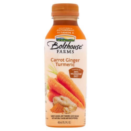 Bolthouse Farms No Sugar Added Carrot Ginger Turmeric Juice, 15.2 fl oz ...