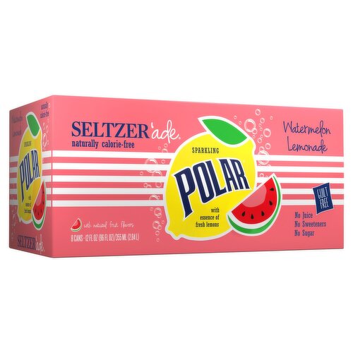 Polar Sparkling Watermelon Lemonade Seltzer'ade, 12 fl oz, 8 count ...
