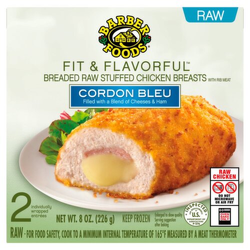 Barber Foods Fit & Flavorful Breaded Raw Stuffed Chicken Breasts Cordon ...