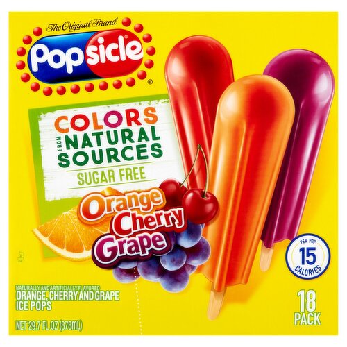 Popsicle Orange, Cherry and Grape Ice Pops, 18 count, 29.7 fl oz - ShopRite