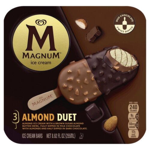 Magnum Ice Cream Bars Almond Duet 8.62 oz, 3 Count - ShopRite